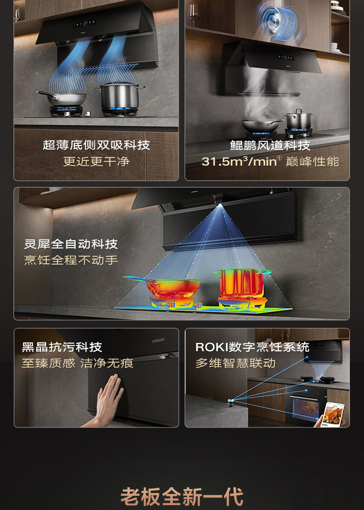 老板超薄底侧双吸油烟机R1P